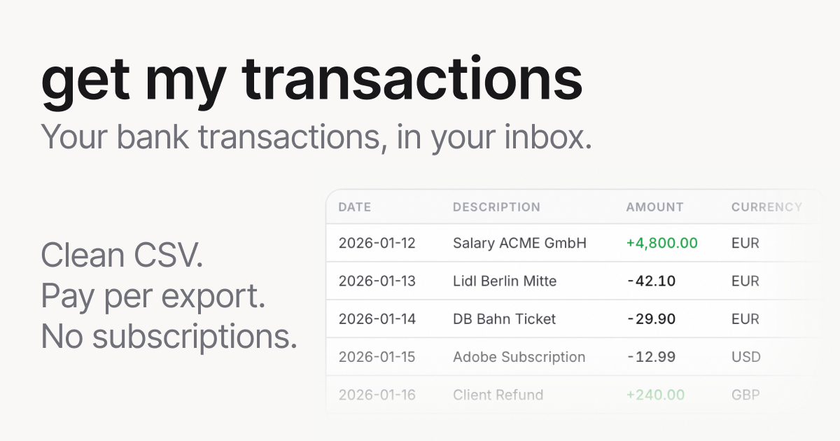 Get My Transactions - Export bank transactions as CSV